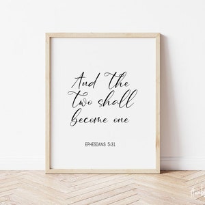 And the Two Shall Become One Sign, Ephesians 5:31 , Bible Verse ...