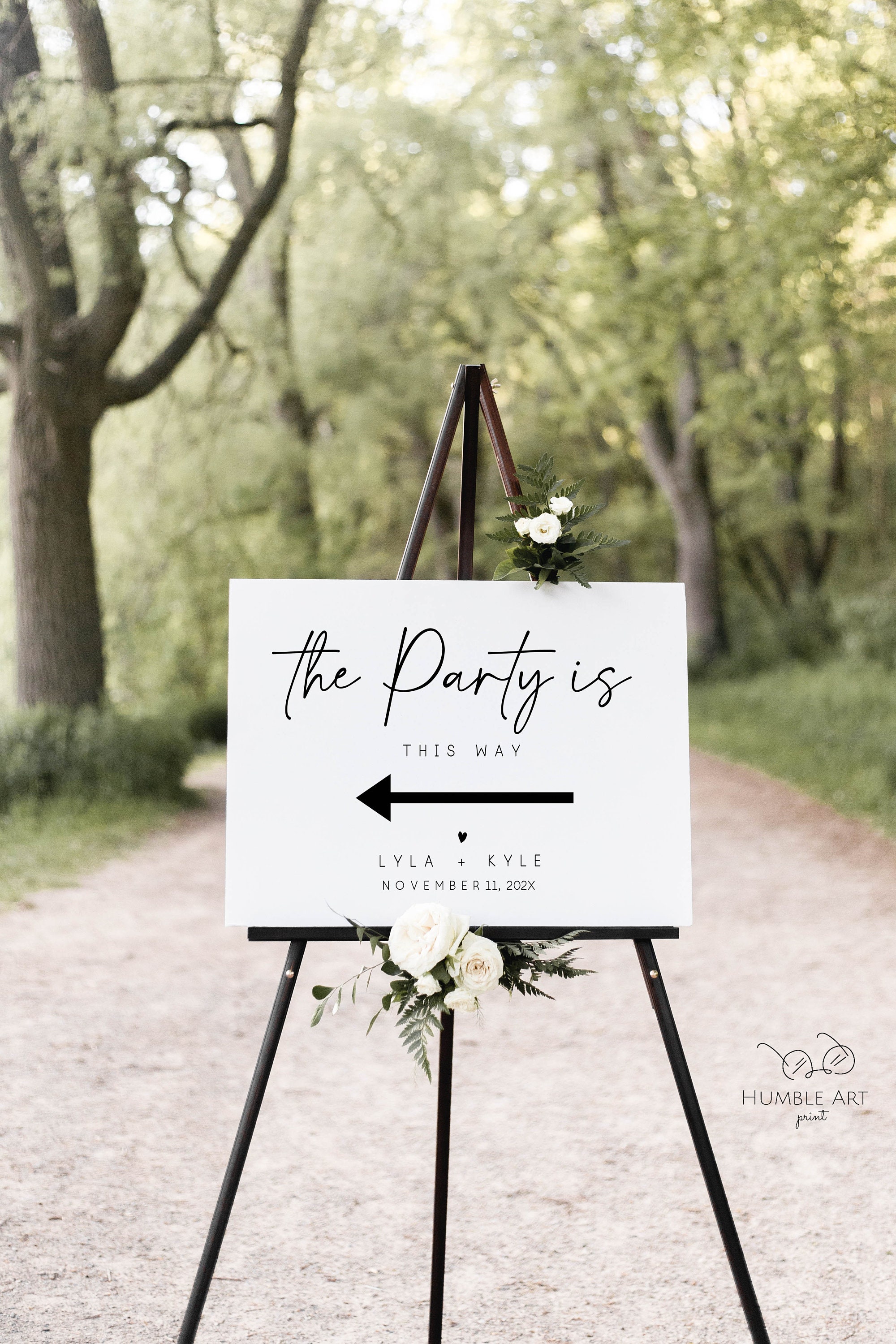 This Way Sign Template, Printable Direction Sign, Modern Party ...