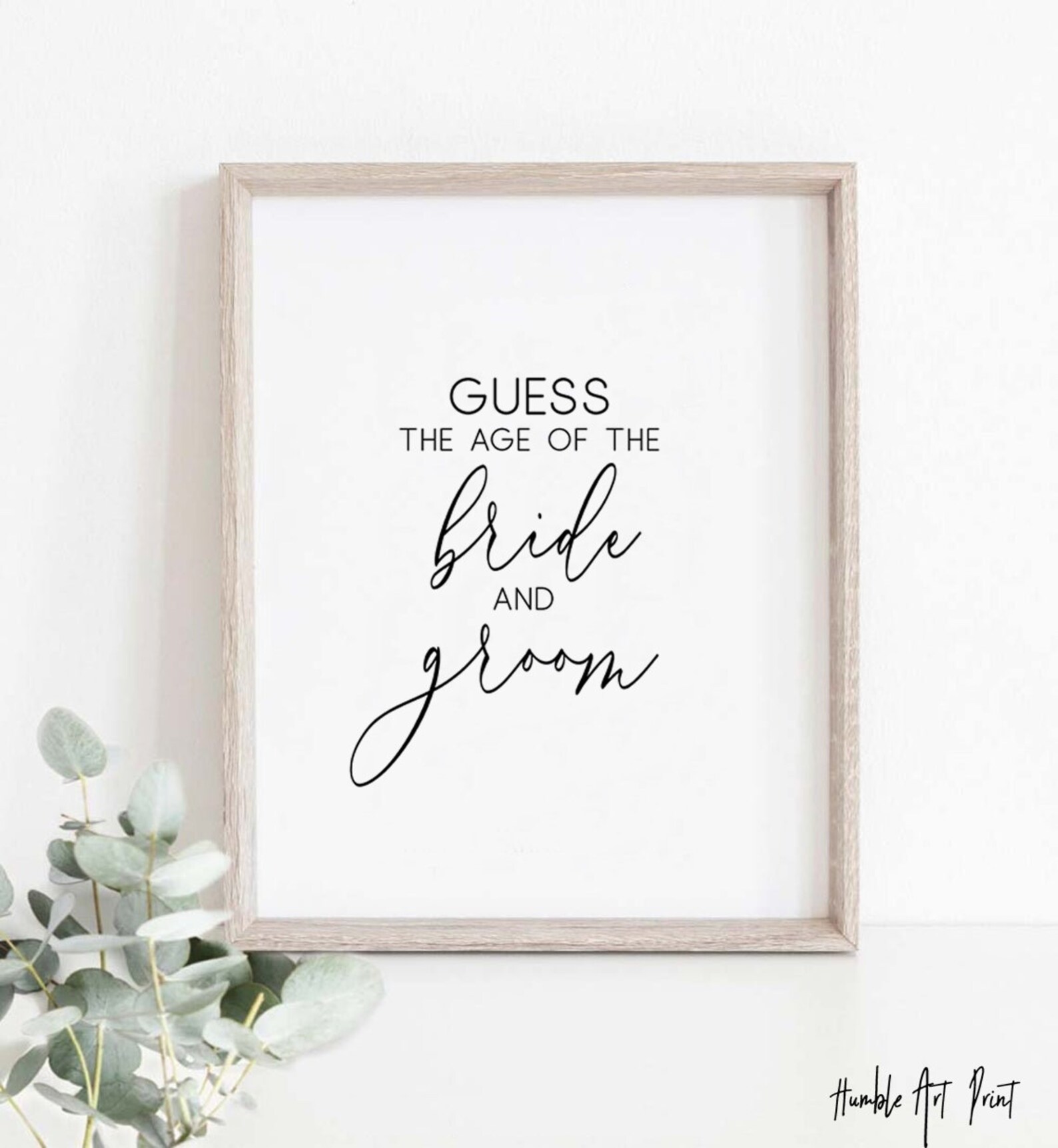 Guess the Age of the Bride and Groom Printable Sign, Guess Brides Age ...
