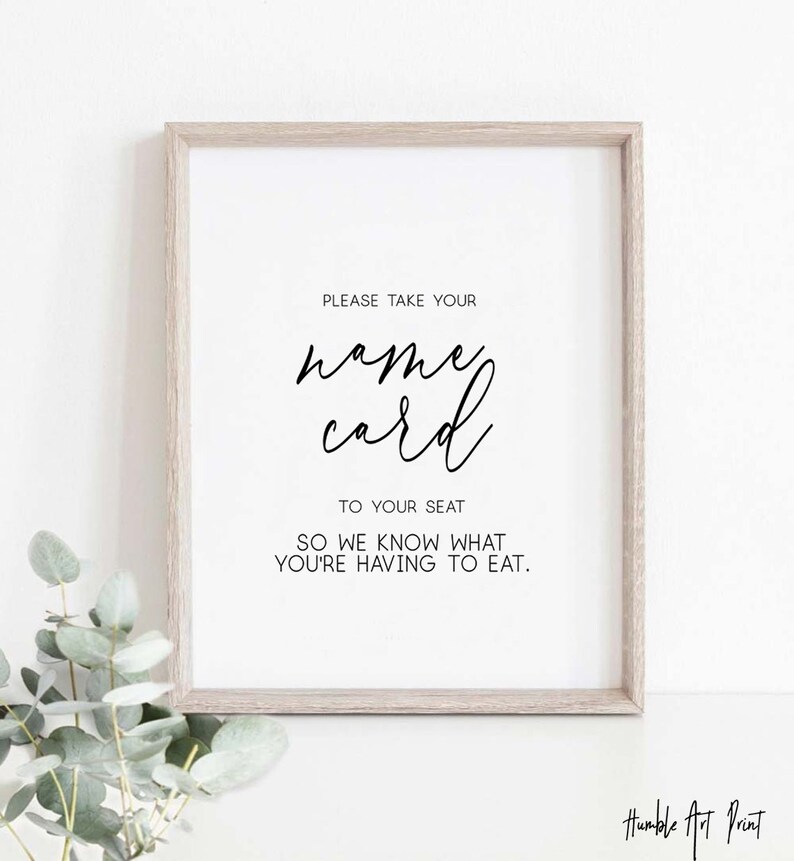 Take Your Name Card Sign Place Cards Sign Printable Wedding - Etsy