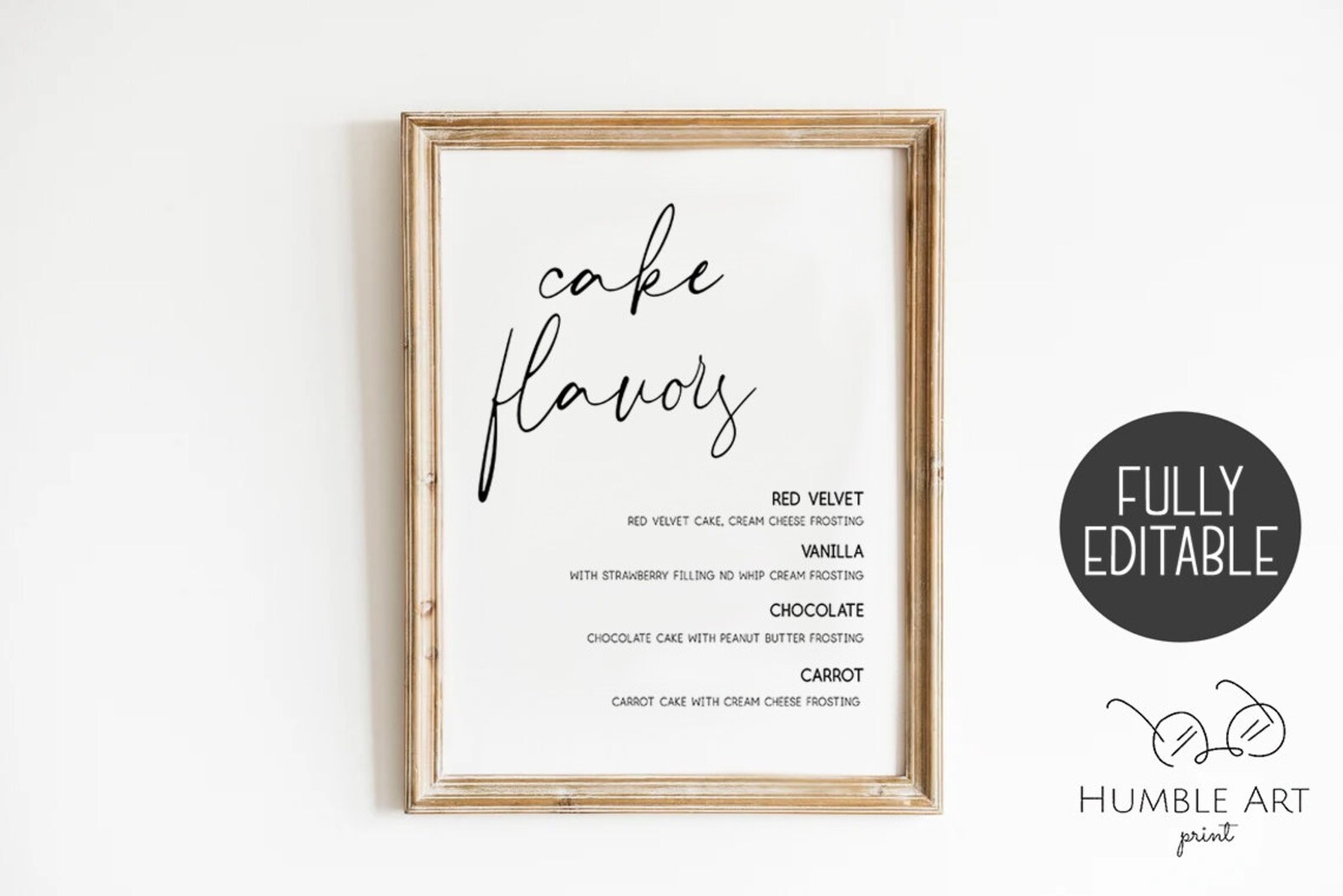 Cake Flavors Sign Cupcake Menu Sign Printable Dessert Bar - Etsy