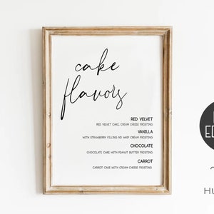 Cake Flavors Sign, Cupcake Menu Sign, Printable Dessert Bar Sign ...