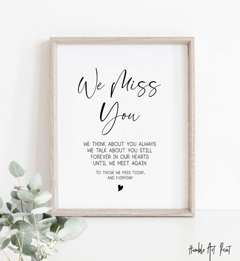 We Miss You Sign, Wedding Memorial Sign, in Memory Sign, Remembrance ...
