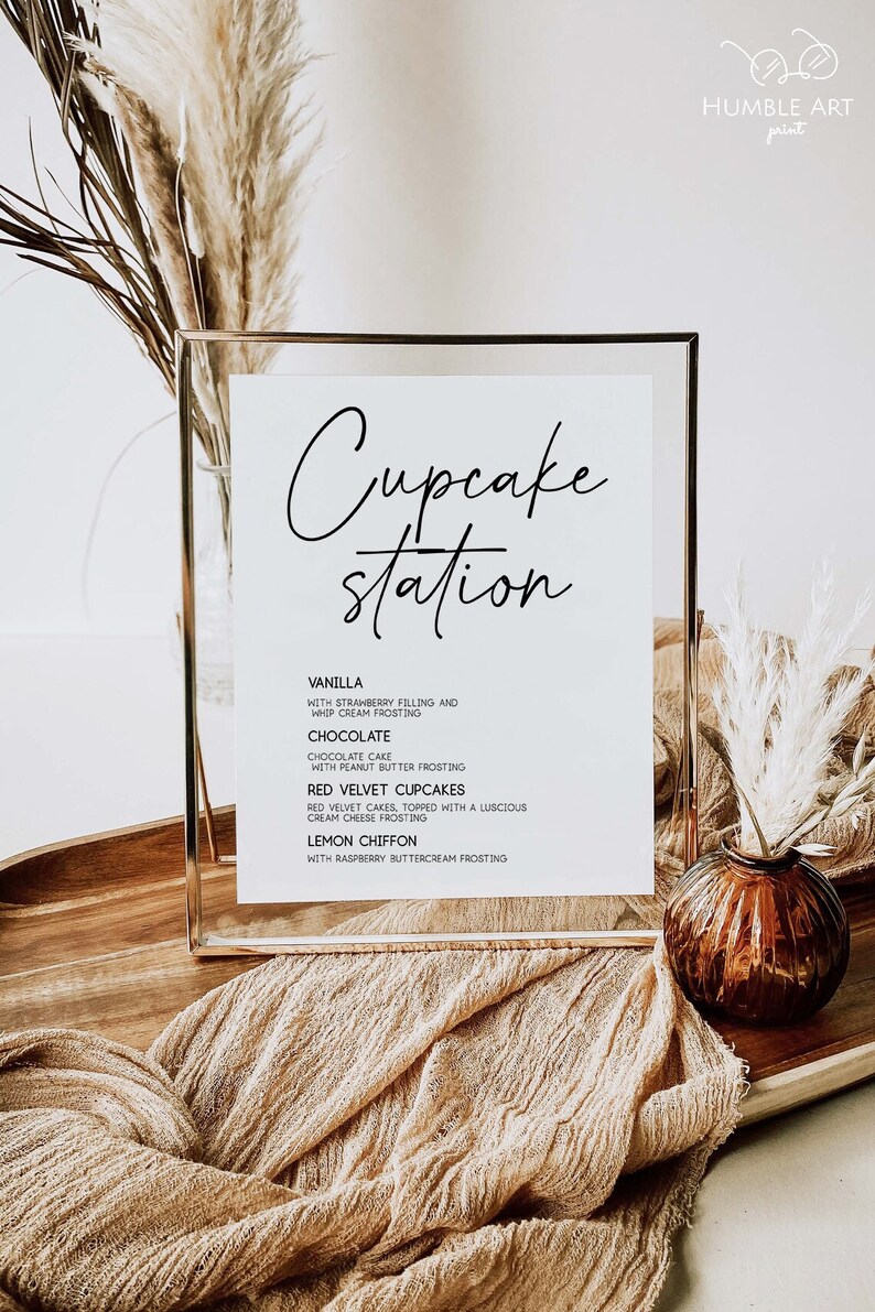 Minimalist Cupcake Bar Menu Sign Bar Menu editable Flavors - Etsy