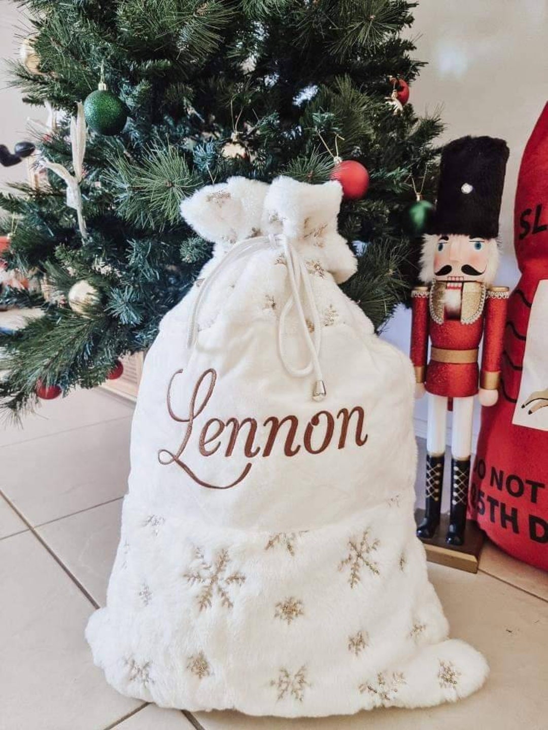 Embroidered Plush Snowflake Christmas Santa Sack - Etsy
