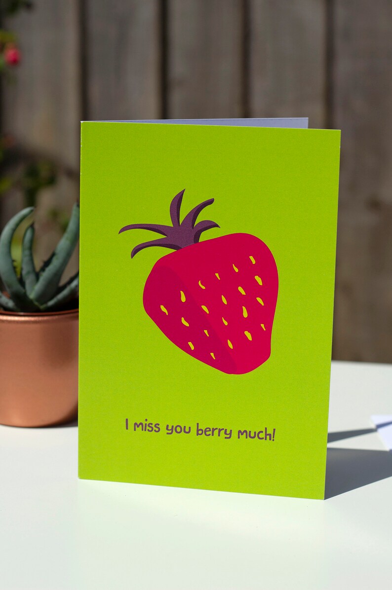 Strawberry Card Love Card Valentines Card Fruit Pun Cards - Etsy