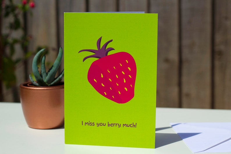 Strawberry Card Love Card Valentines Card Fruit Pun Cards - Etsy