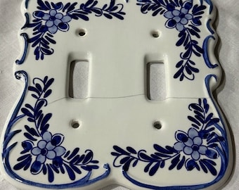 Delft Blue Double Light Switch Plate Outlet Wall Cover - Etsy