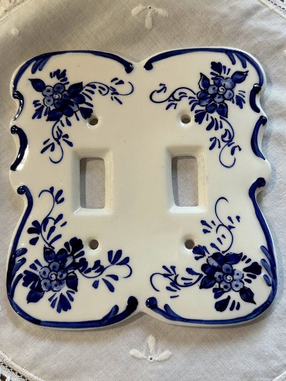 Delft Blue Double Light Switch Plate Outlet Wall Cover - Etsy