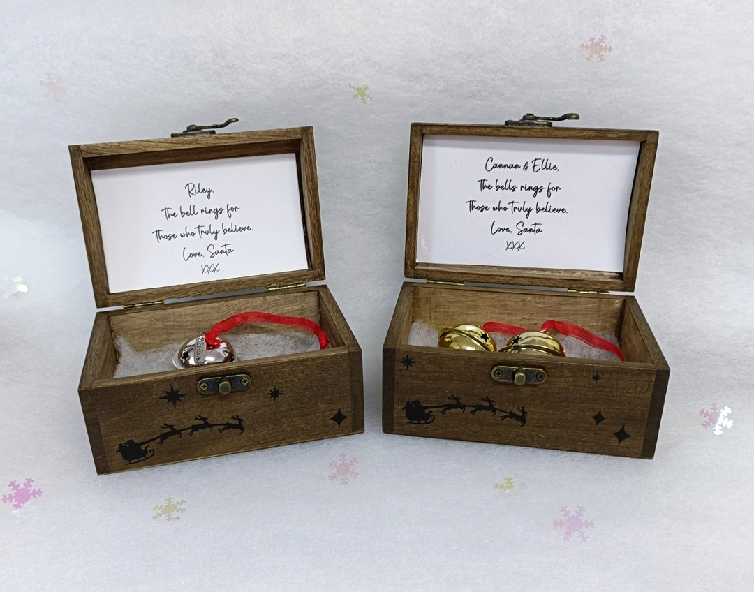 A Beautiful Large Magical Believe Bell in a Rustic Wooden Box for a ...