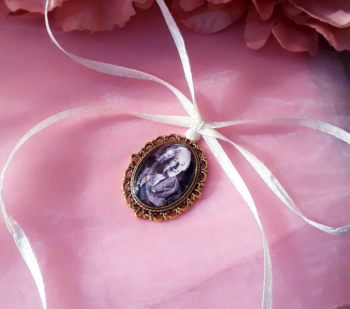 Gold Coloured Single Bouquet Photo Charm. Memorial Photograph Pendant ...