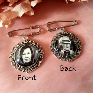 A Double Sided Memory Pin for a Bride or Groom, for a Bouquet or Suit ...