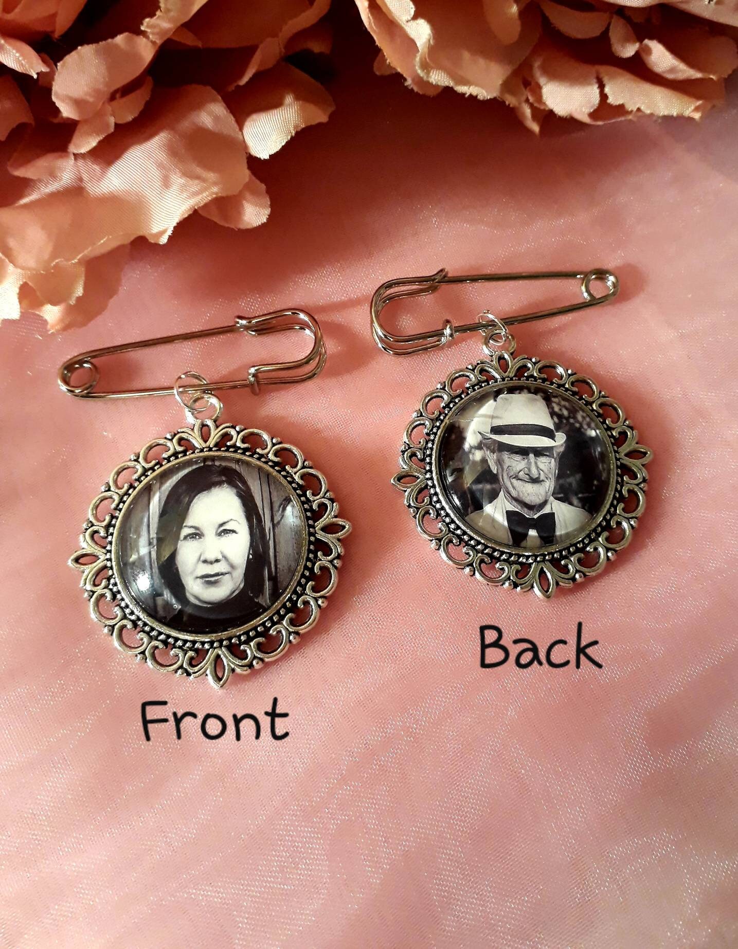 A Double Sided Memory Pin for a Bride or Groom for a Bouquet - Etsy UK