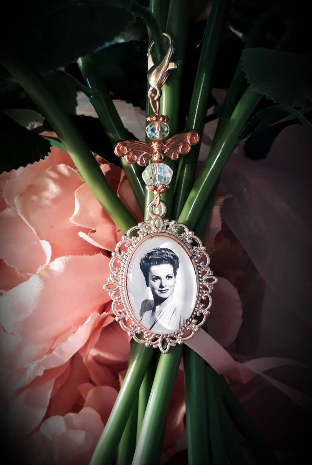 A Beautiful Rose Gold Photo Memorial Bouquet Charm, Have a Missed Loved ...