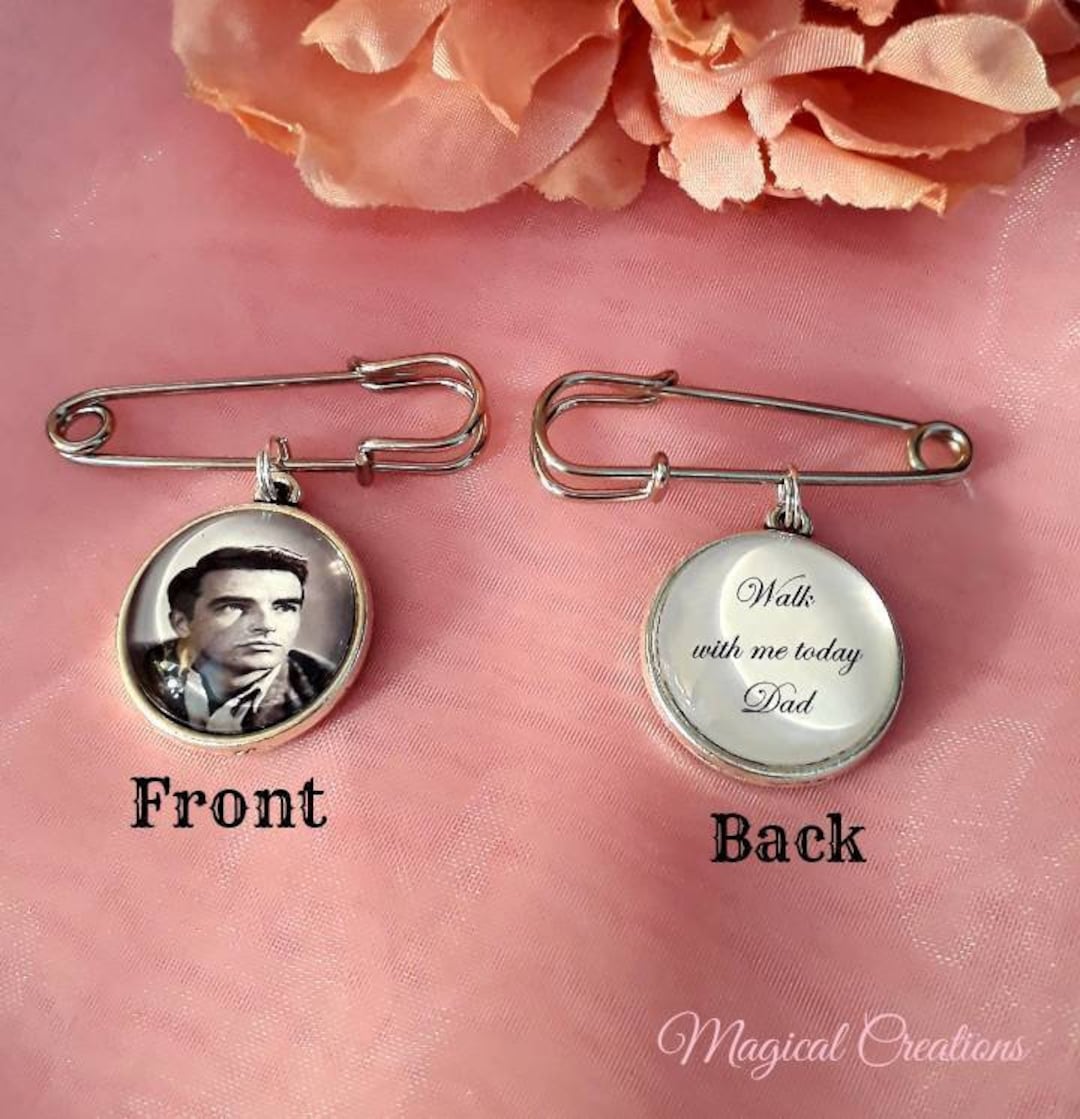 A Double Sided Silver 20mm Memory Picture Bride or Groom Pin for a ...