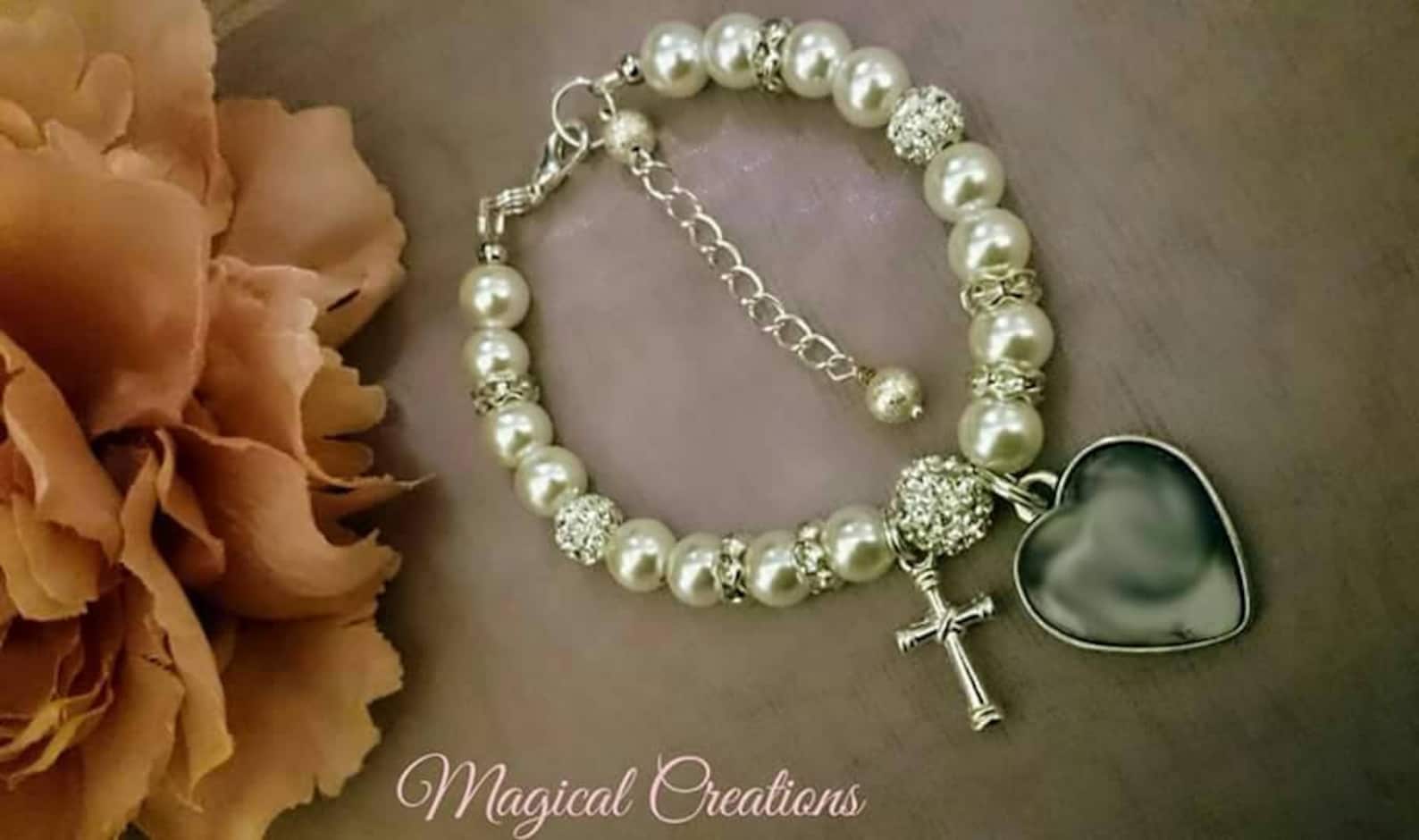 Memory Photo Beaded Bracelet, Memorial Pendant Jewellery, a Beautiful ...