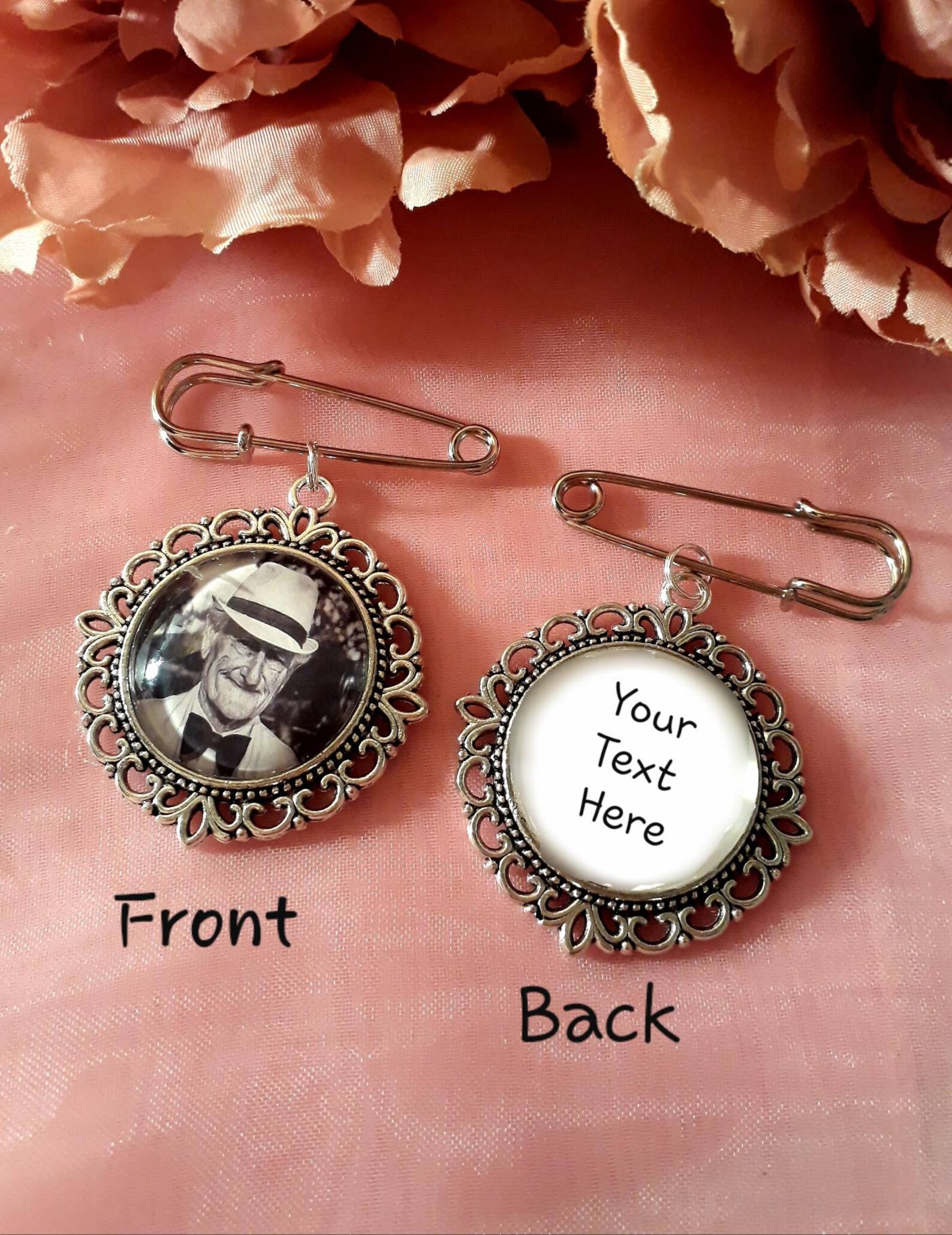 A Double Sided Memory Pin for a Bride or Groom for a Bouquet - Etsy UK
