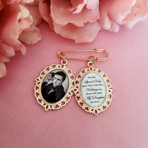 A Beautiful Gold Coloured Bride or Groom Memory Photo Lapel - Etsy