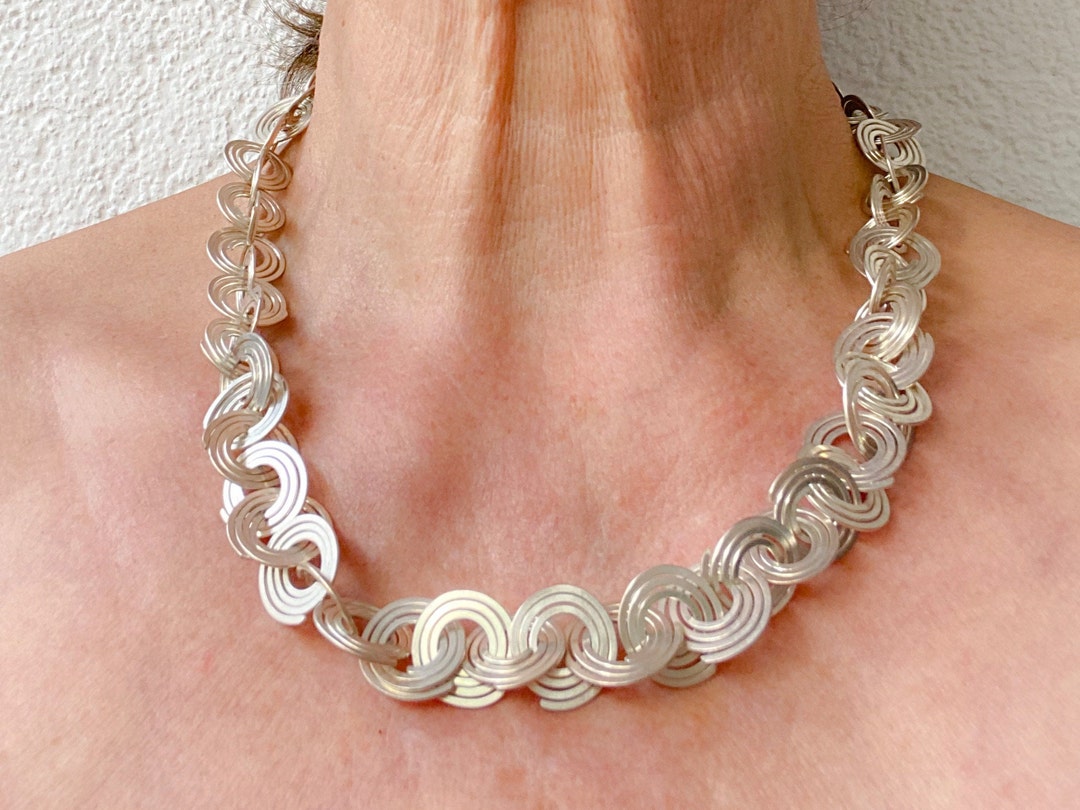 Silver Chain Made of Connected Spirals, - Etsy