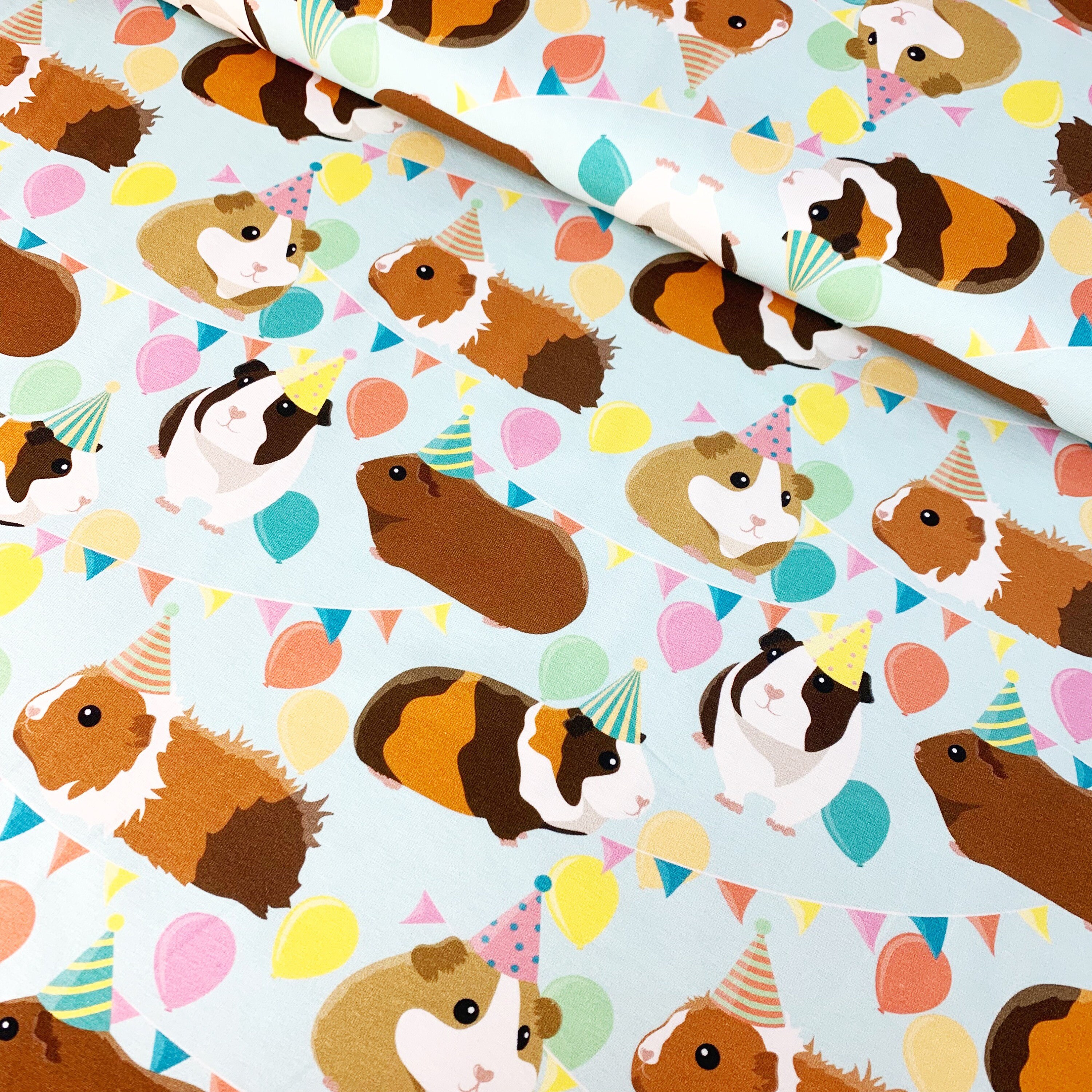 Guinea Pig Jersey Fabric. Piggie Party Organic Cotton Jersey - Etsy UK