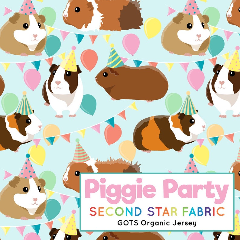 Guinea Pig Jersey Fabric. Piggie Party Organic Cotton Jersey - Etsy UK