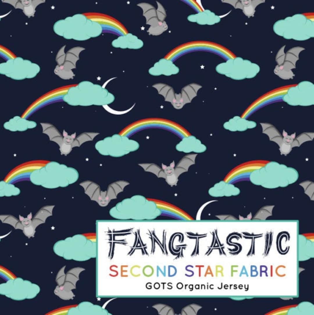 Fangtastic, Bats, Halloween, Spooky Organic Cotton Elastane, Knit ...