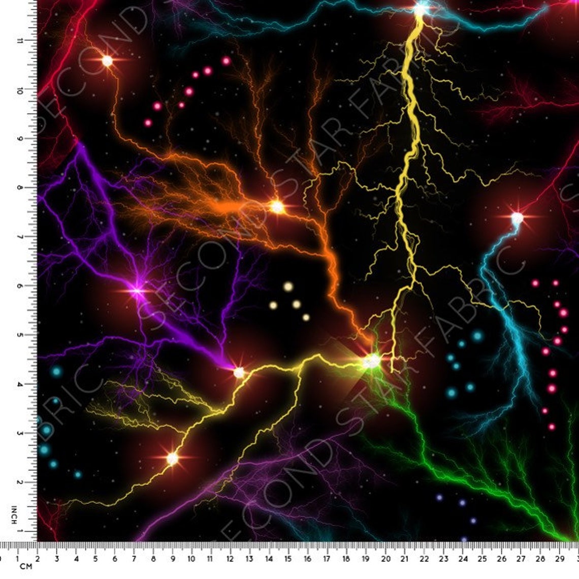 Electric Skies Colourful Rainbow Lightning Storm GOTS | Etsy