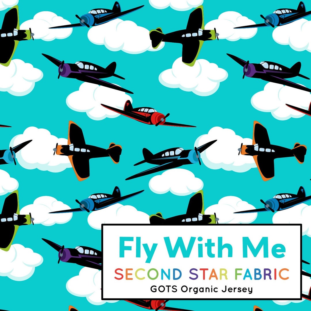 Plane Jersey Fabric. Aeroplane Organic Cotton Stretch Knit Material - Etsy