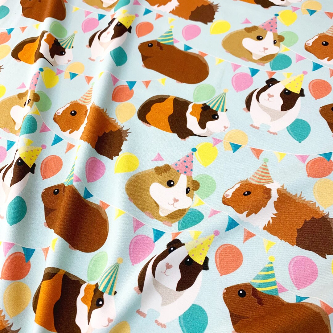 Guinea Pig Jersey Fabric. Piggie Party Organic Cotton Jersey Knit - Etsy UK