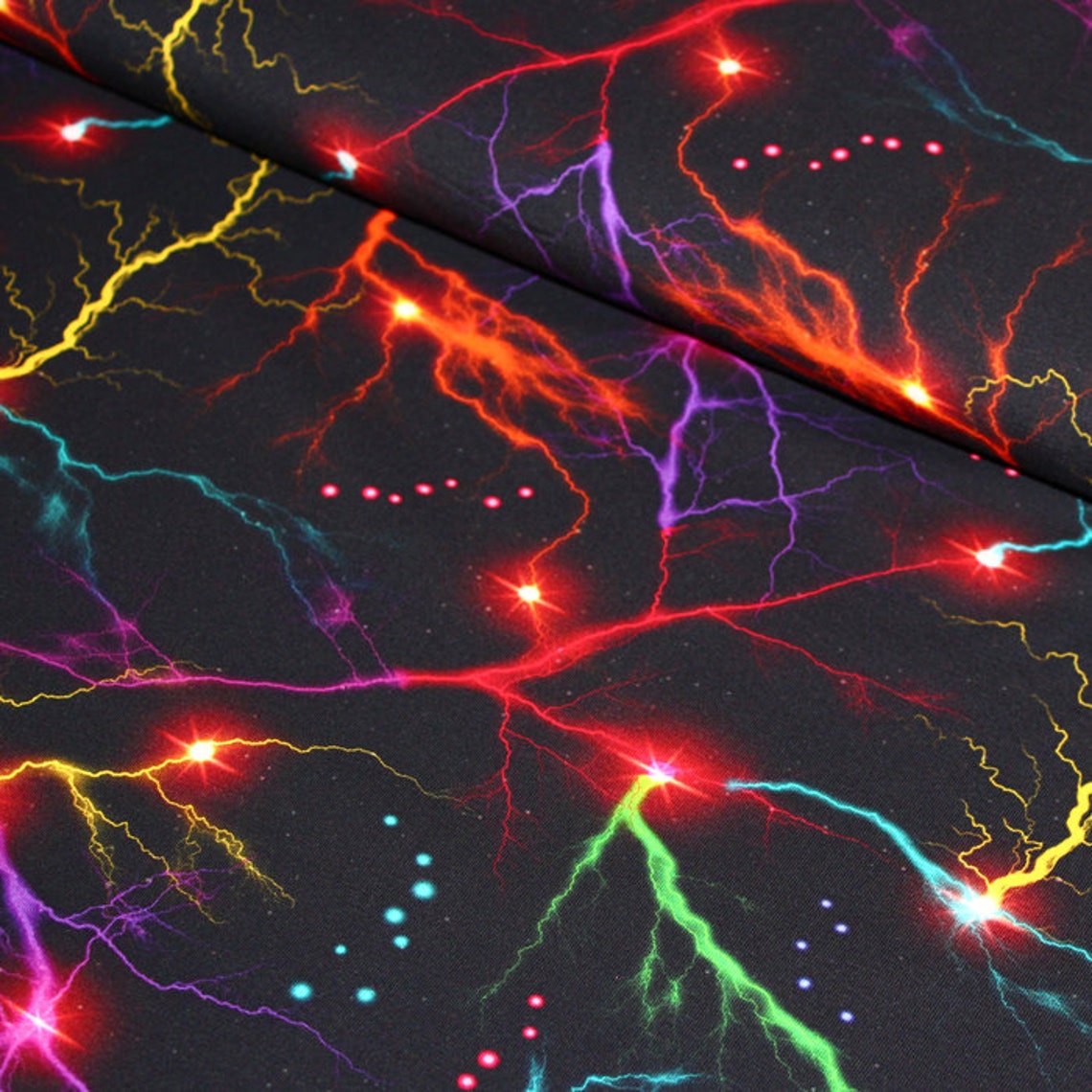 Electric Skies Colourful Rainbow Lightning Storm GOTS - Etsy