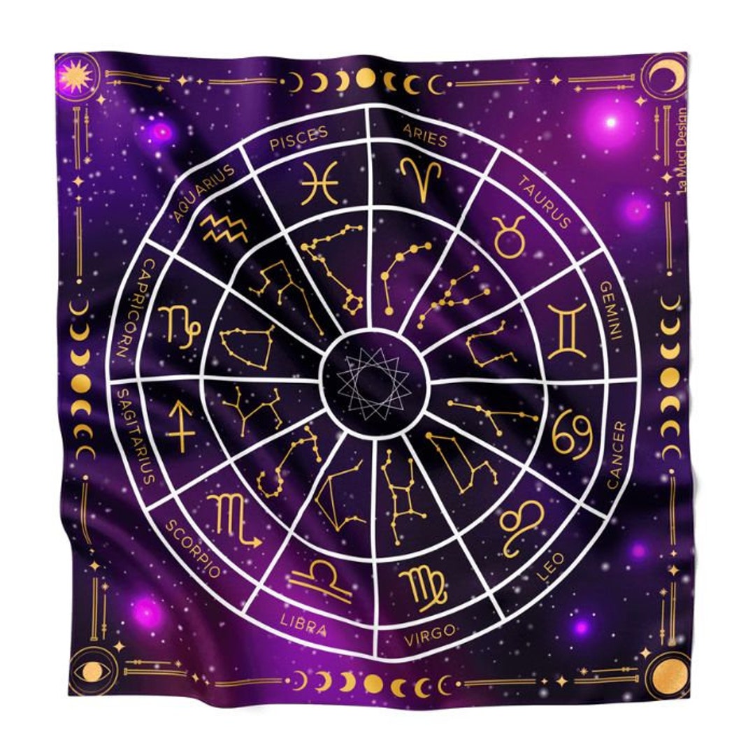Zodiac Tarot Reading Cloth, Divination Tablecloth, Zodiac Tarot Scarf ...
