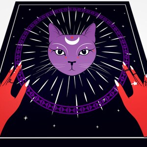 Chick Silk Cat Tarot Cloth, Witch Cat Ritual Cloth, Boost Your Own ...