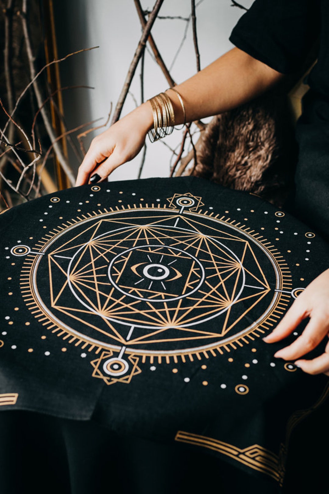 Solar and Lunar Tarot Altar Cloth, Cotton Fabric Tarot Cloth, Symbolic ...