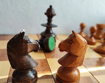 Antique Hand Carved Chess Pieces - Etsy