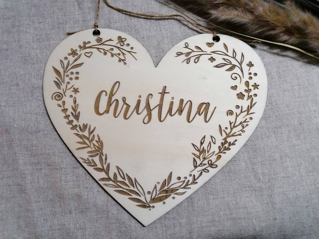 Personalized Wooden Name Sign Heart Shape Custom Gift - Etsy
