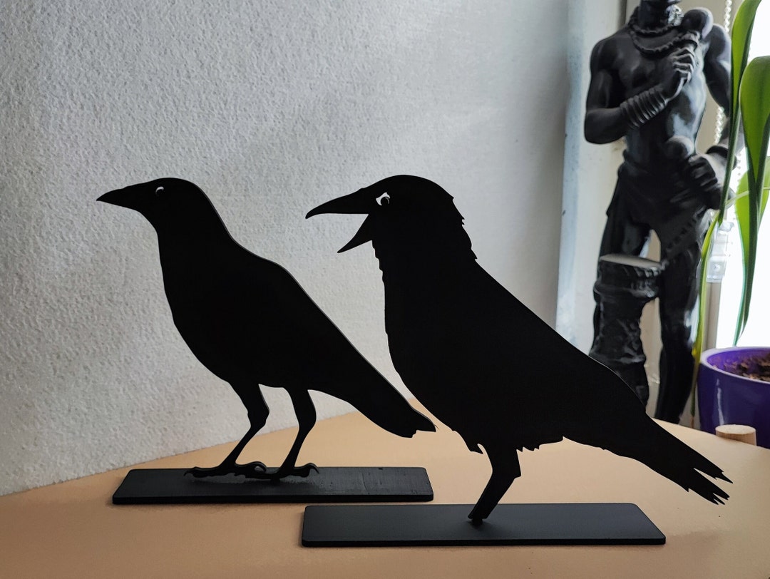 Halloween Wooden Ravens – Huginn & Muninn Decorative Black Raven ...