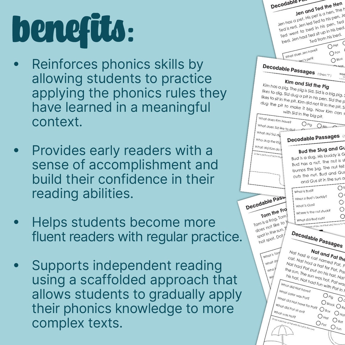 Printable Decodable Passages Phonics Readers Printable Early Reading ...