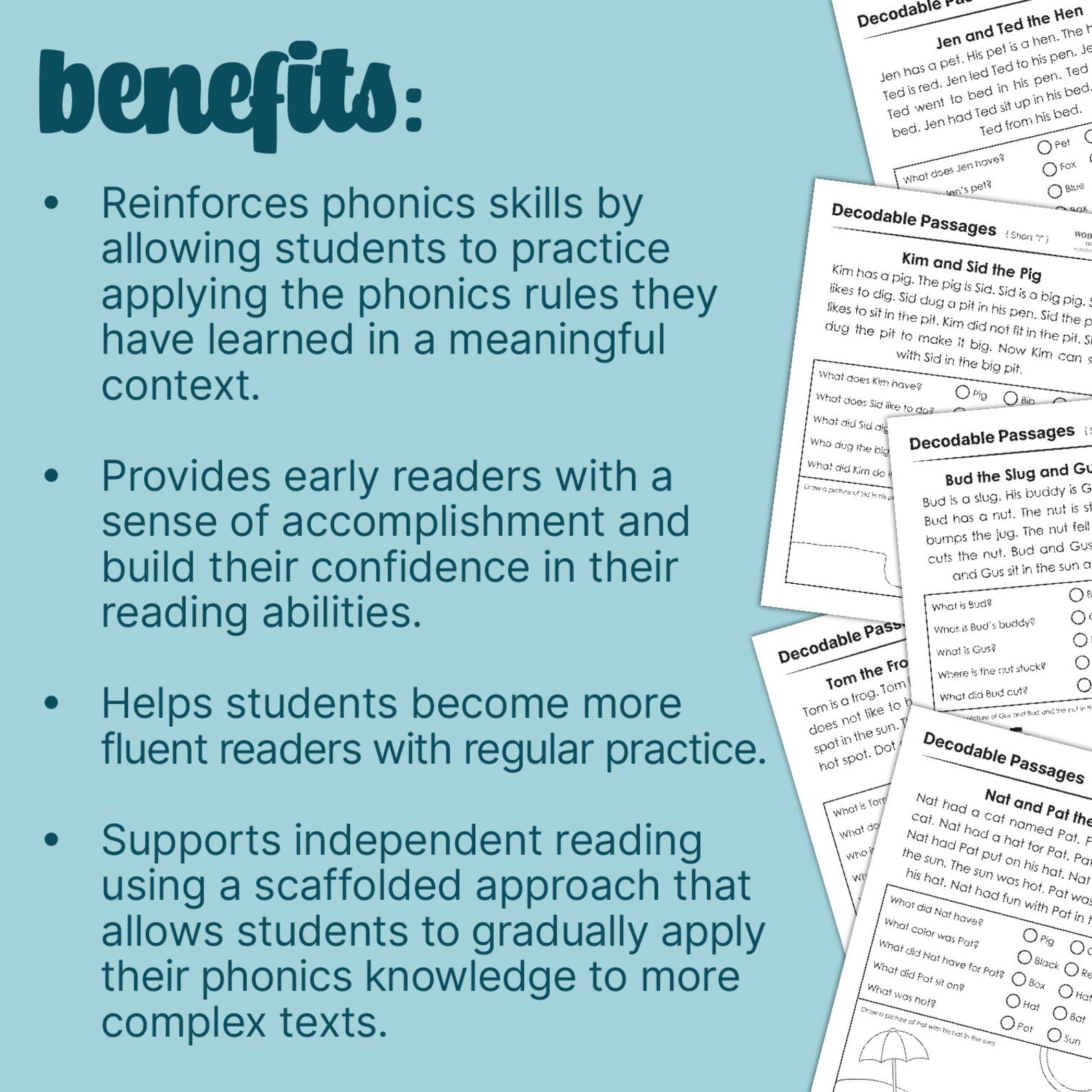 Printable Decodable Passages -- Phonics Readers Printable Early Reading ...