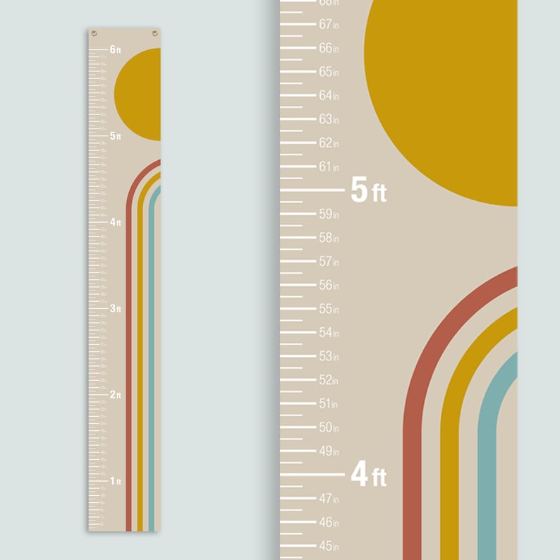 Personalized Rainbow Height Chart: Mid-century Modern Kids Growth ...