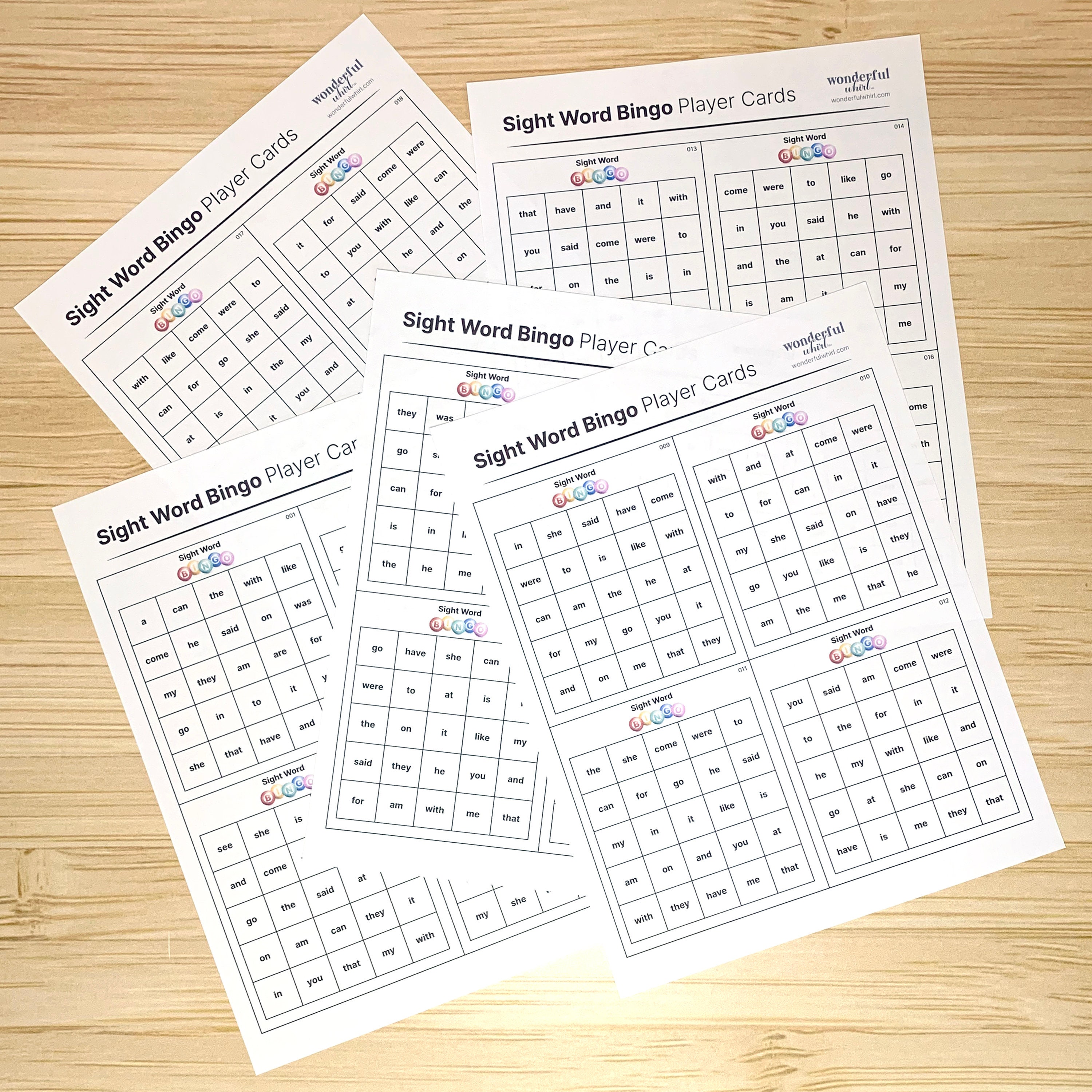 Printable Sight Word Bingo Game – Word Recognition Early Reading Skills ...