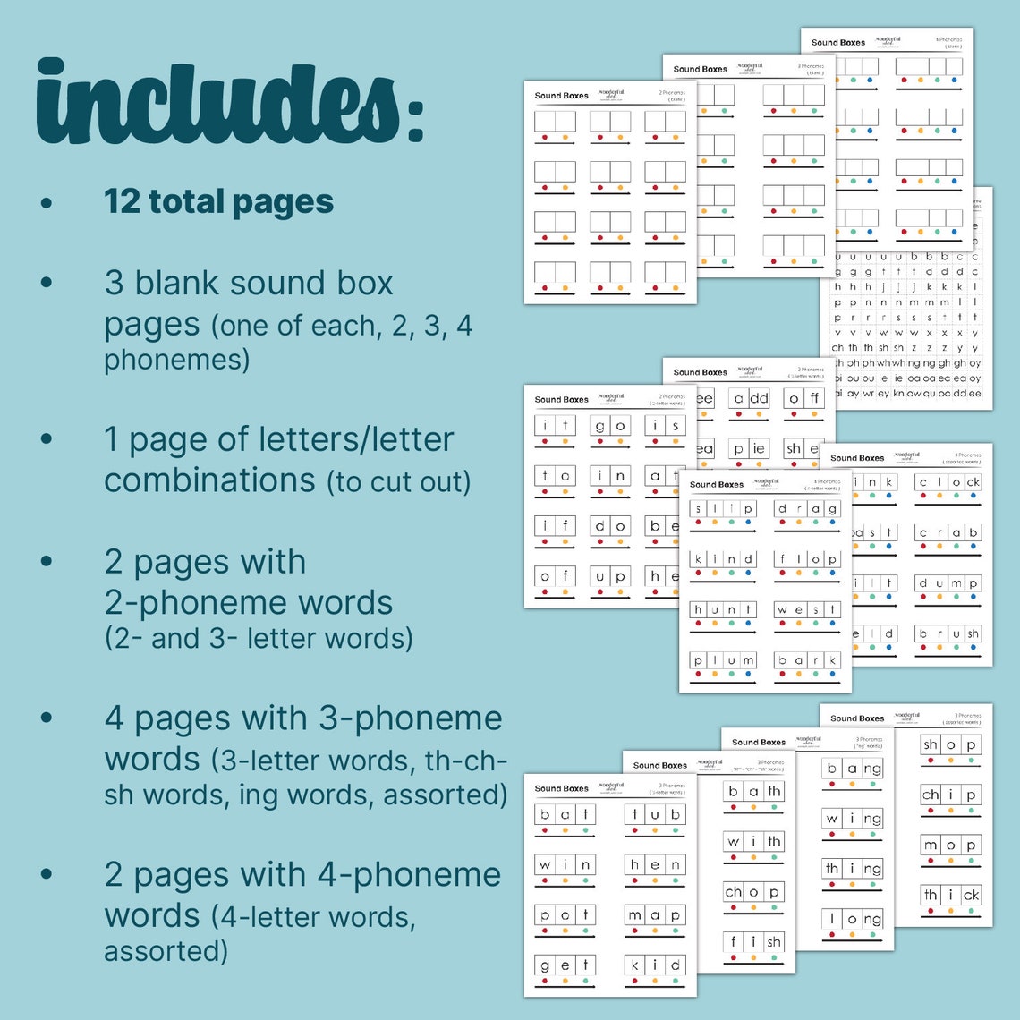 Printable Sound Boxes Phonics and Phonemic Awareness Early Reading ...
