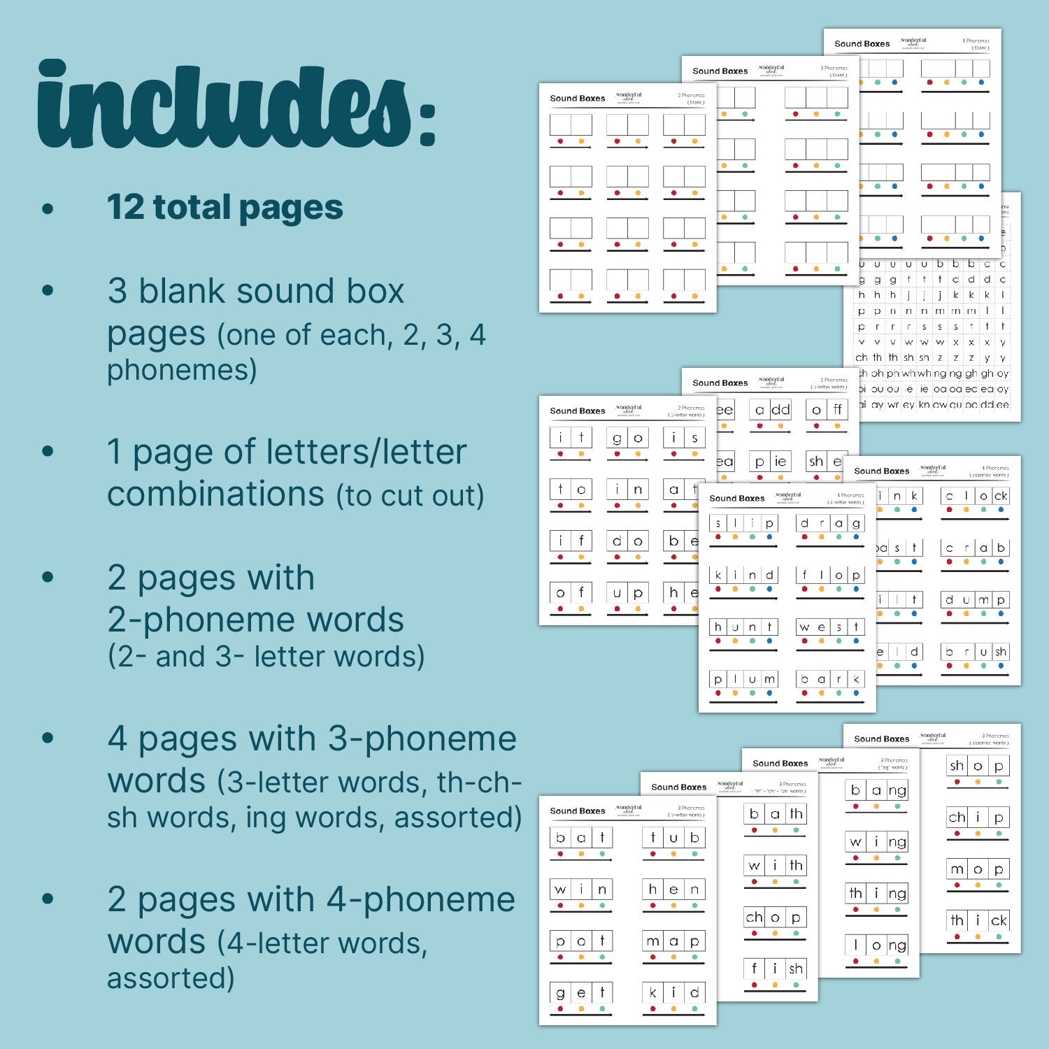 Printable Sound Boxes -- Phonics and Phonemic Awareness Early Reading ...