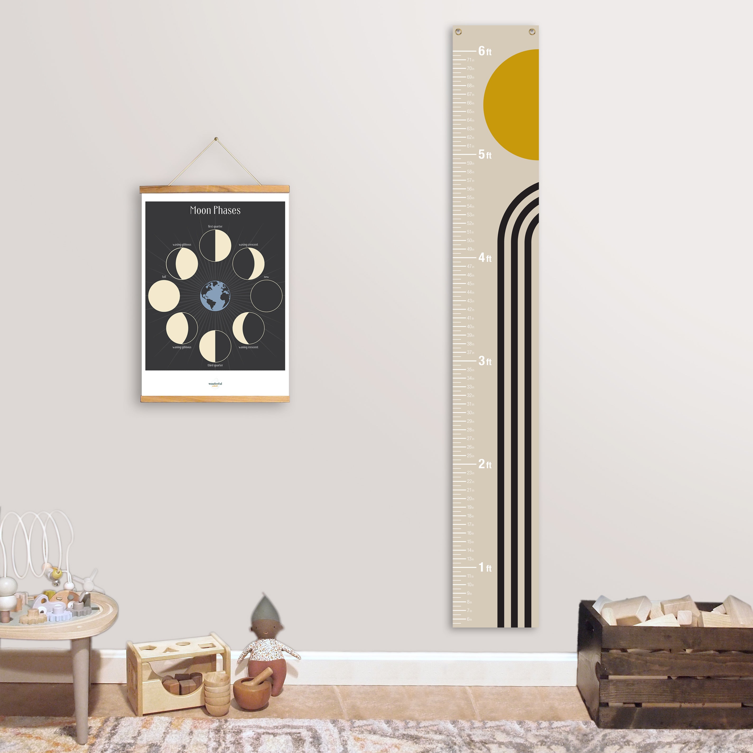 Rainbow Height Chart black Personalized Growth Chart to Track Children ...