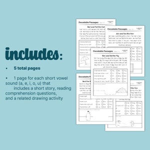 Printable Decodable Passages -- Phonics Readers Printable Early Reading ...