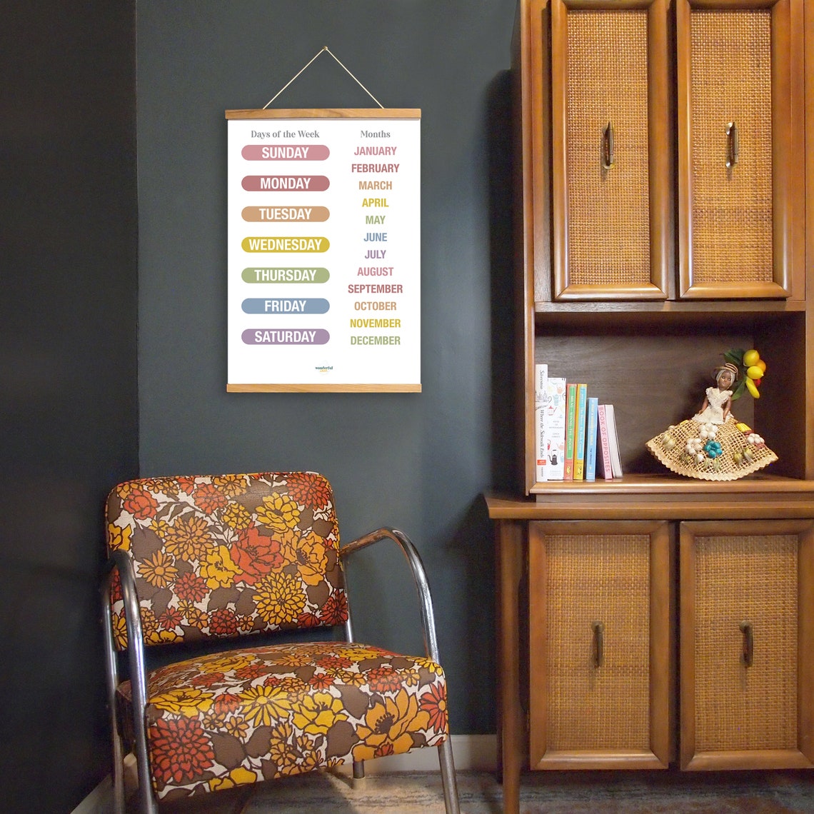 Days of the Week Months Poster Educational Children's Poster Chart for ...