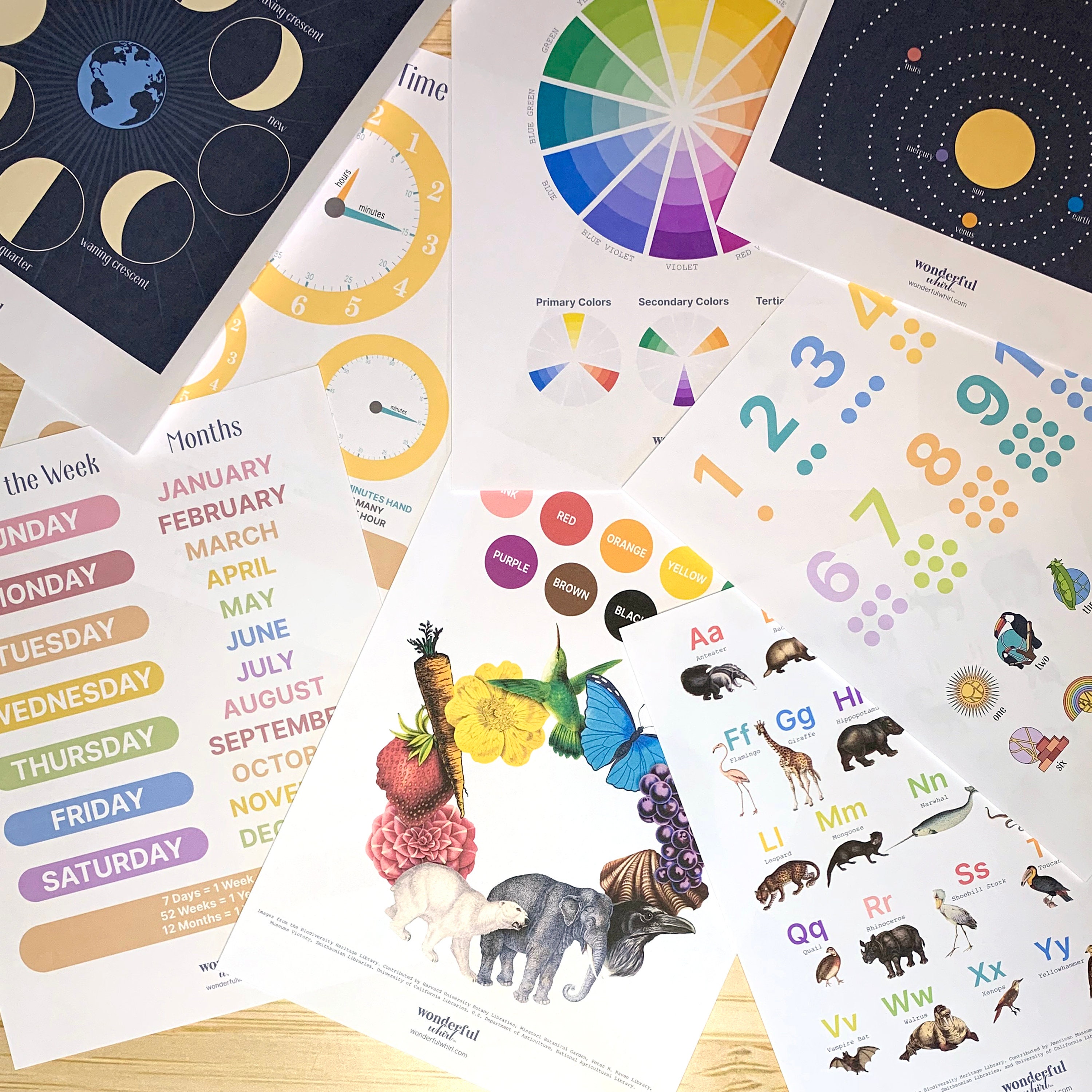 Printable Educational Posters Alphabet, Numbers, Colors, Moon/solar ...