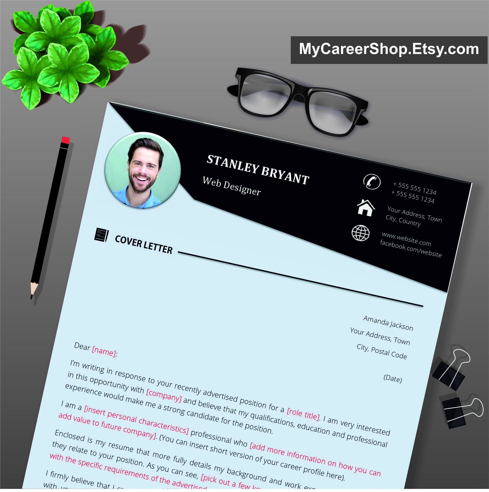 Creative Cover Letter Template, Cover Letter, Letterhead, Letterhead ...