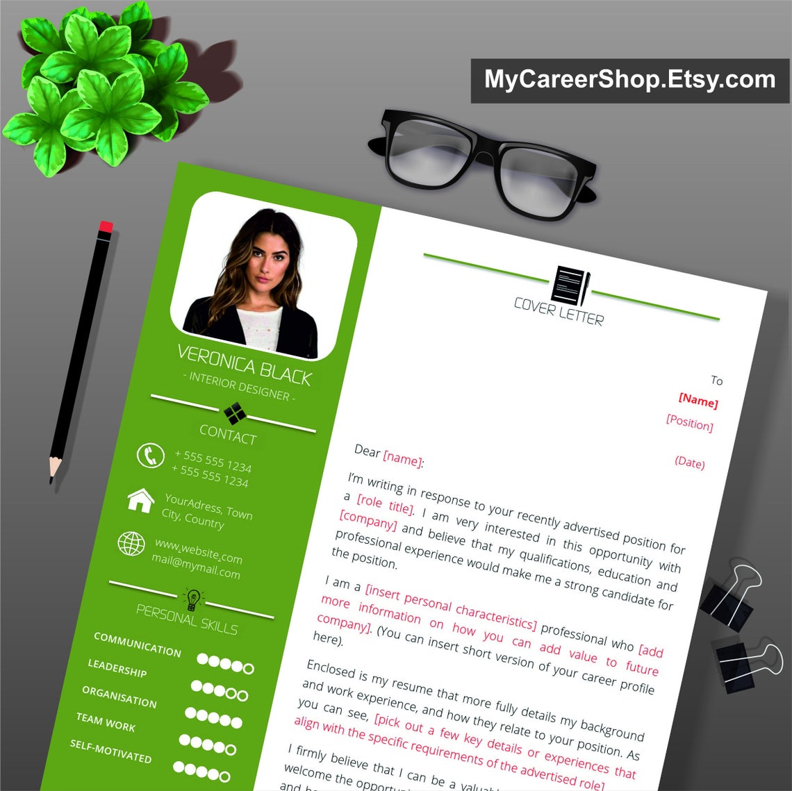 Personalised Cover Letter Template, Cover Letter, Letterhead ...