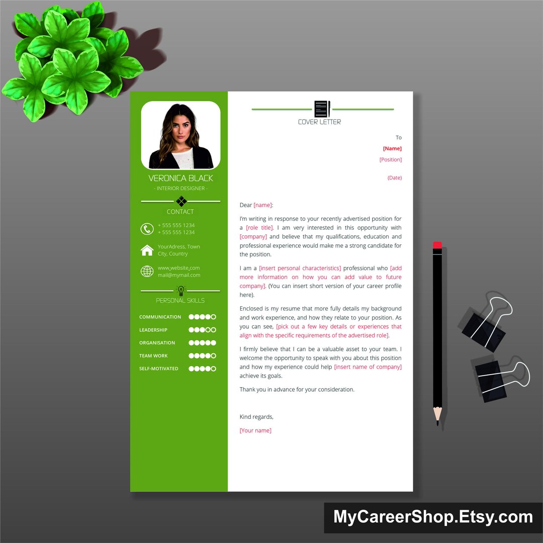 Personalised Cover Letter Template, Cover Letter, Letterhead ...