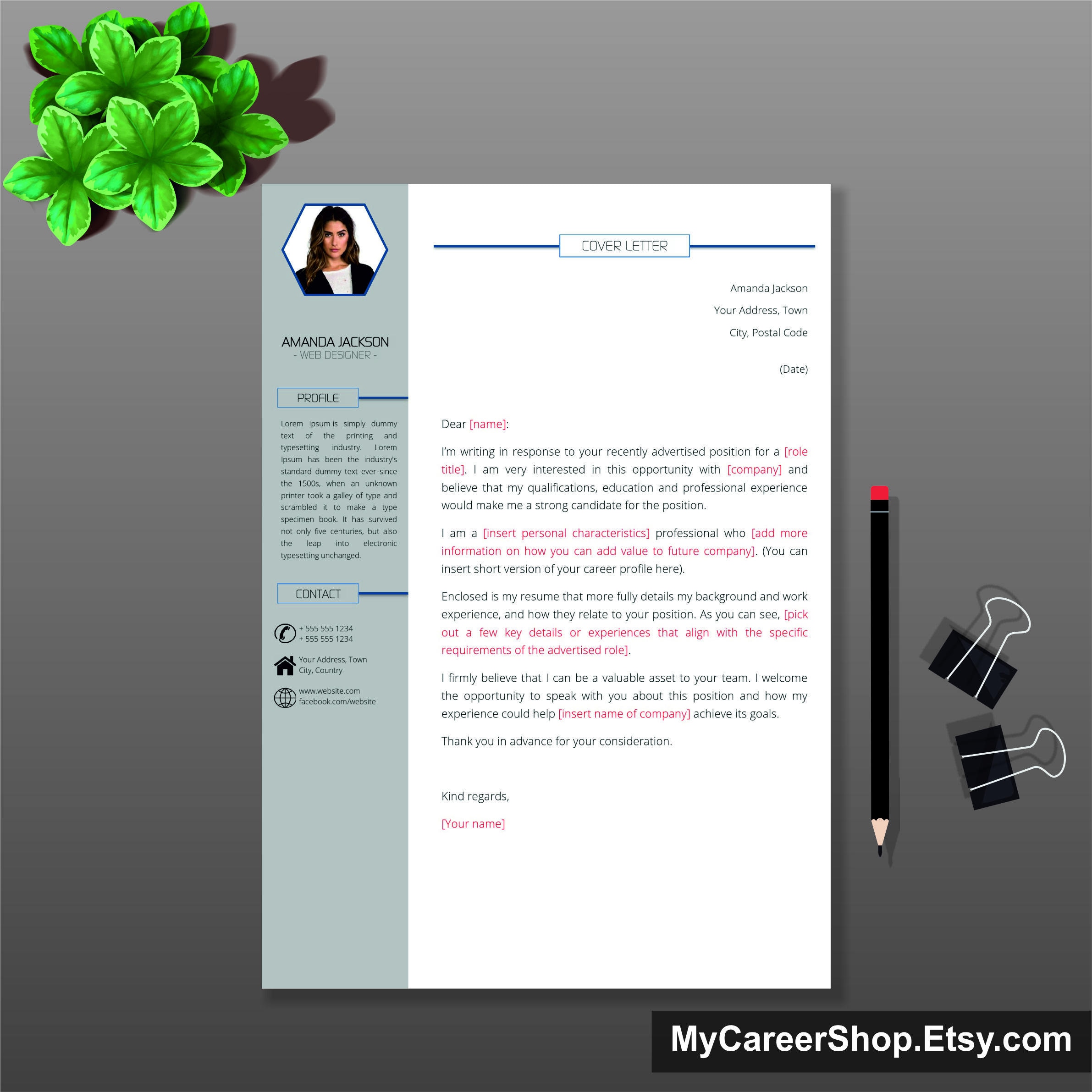 Modern Cover Letter Template, Cover Letter, Letterhead, Letterhead ...